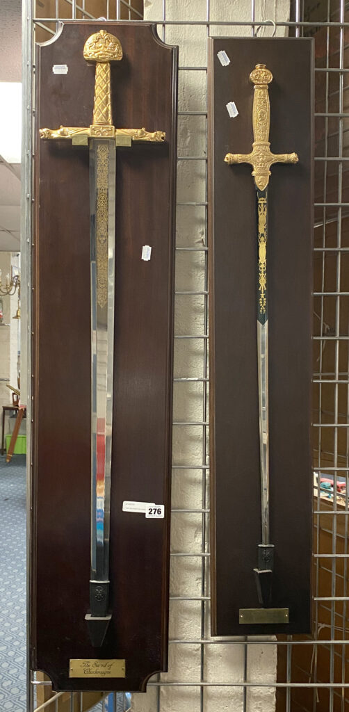 TWO DECORATIVE HANGING SWORDS - THE SWORD OF CHARLEMAGNE & SWORD OF ...