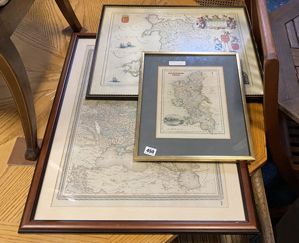 QTY OF OLD FRAMED MAPS - Southgate Auction Rooms