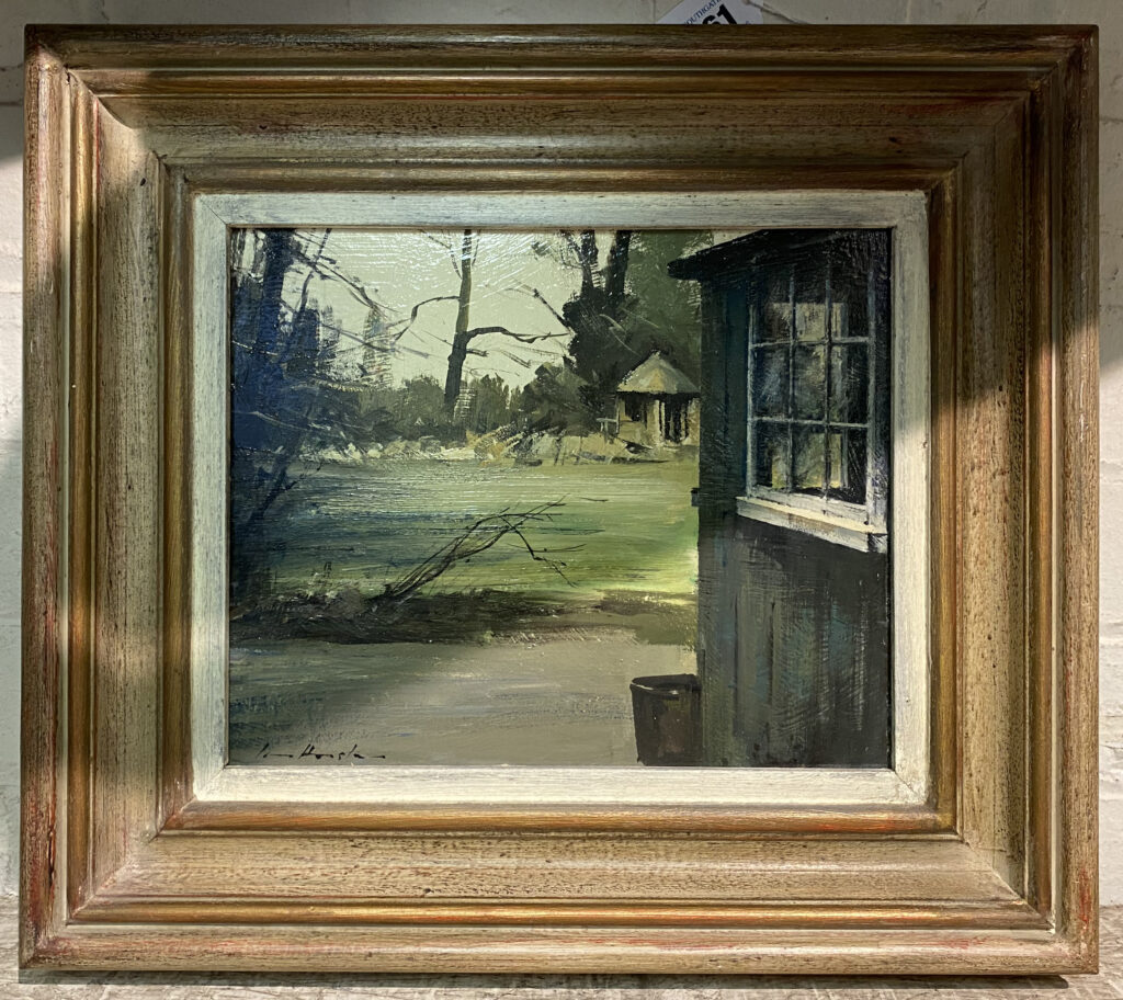 IAN HOUSTEN OIL ON BOARD - PRIVATE VIEW - GARDEN SCENE SIGNED BOTTOM ...