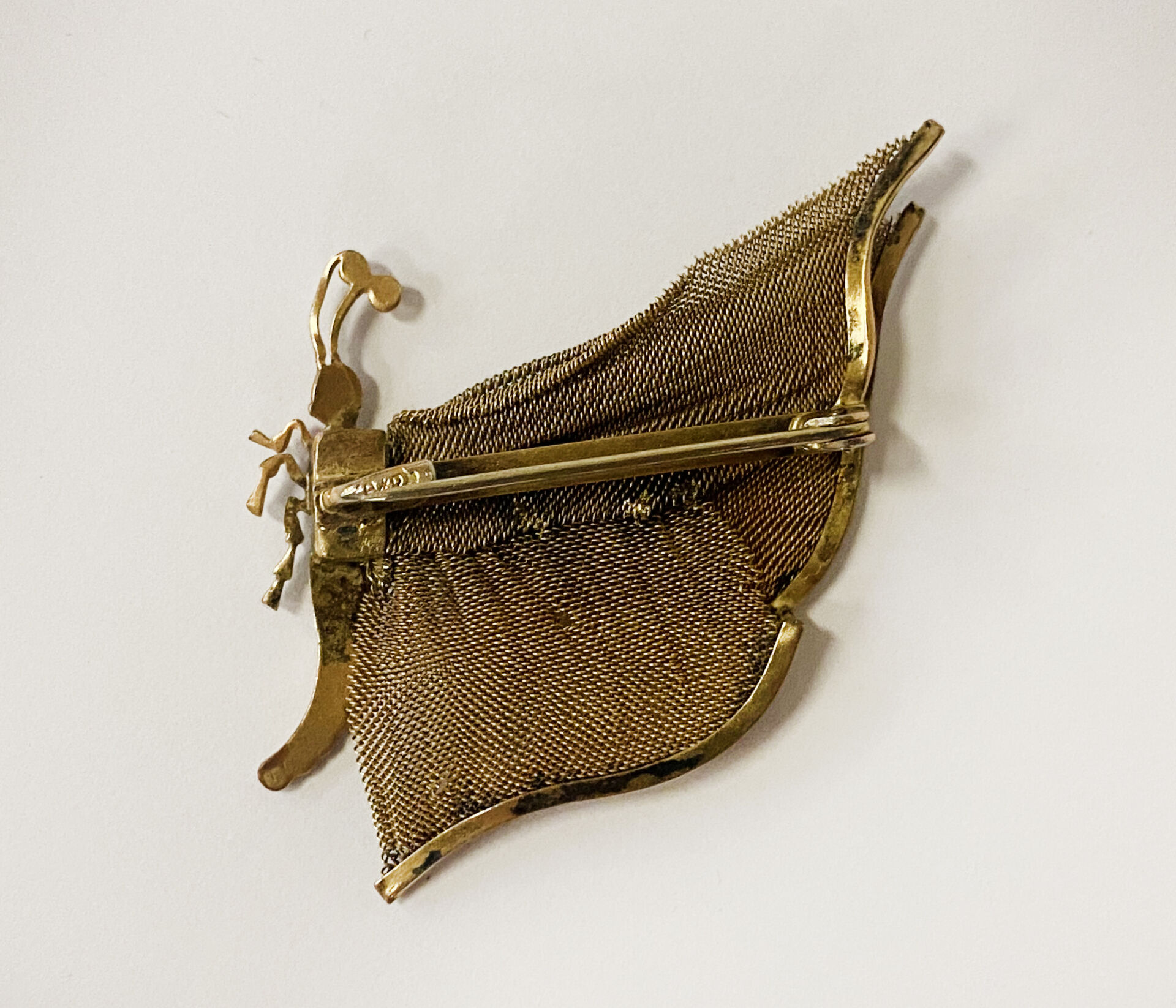 SILVER GILT & ENAMEL BUTTERFLY BROOCH BY ANDREAS DAUB WITH RED & BLACK ...