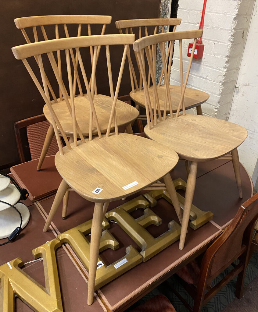SET OF FOUR ERCOL CANDLESTICK CHAIRS - Southgate Auction Rooms