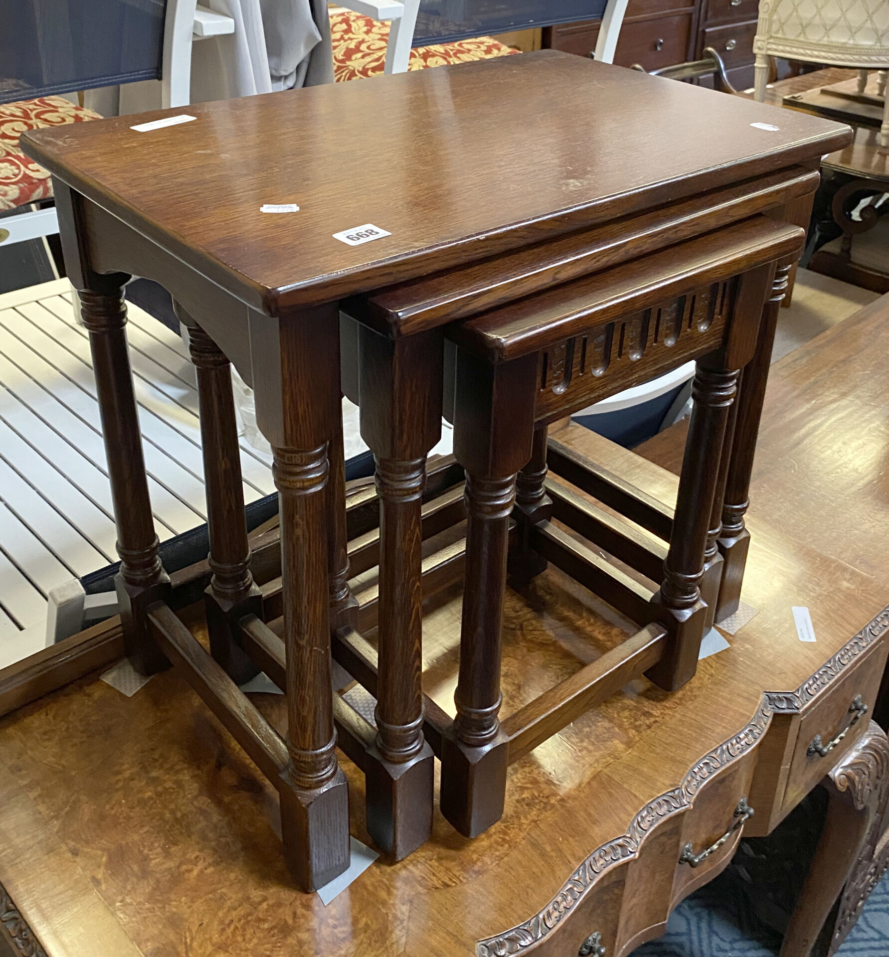 NEST OF DARK OAK TABLES - Southgate Auction Rooms