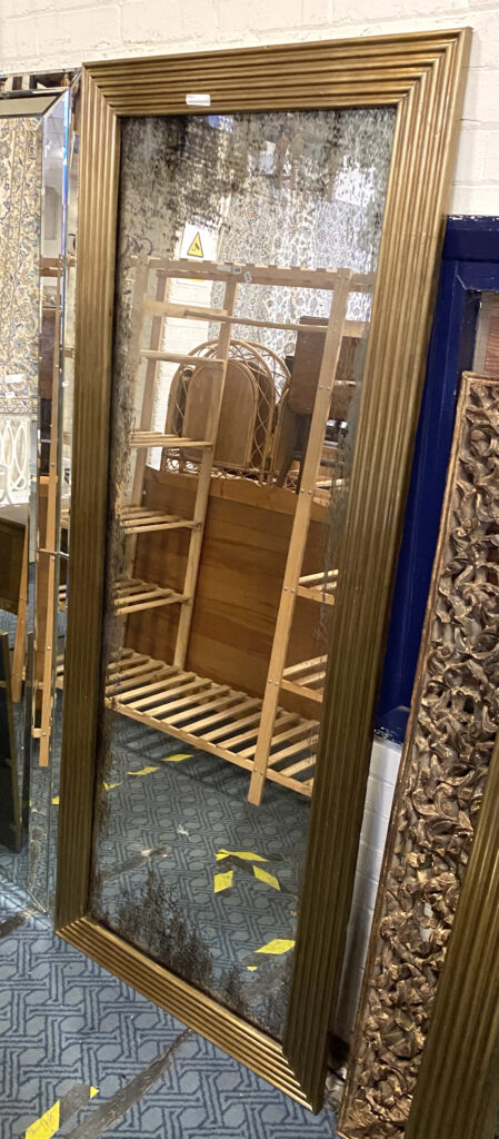 LARGE MODERN DISTRESSED GOLD MIRROR - Southgate Auction Rooms