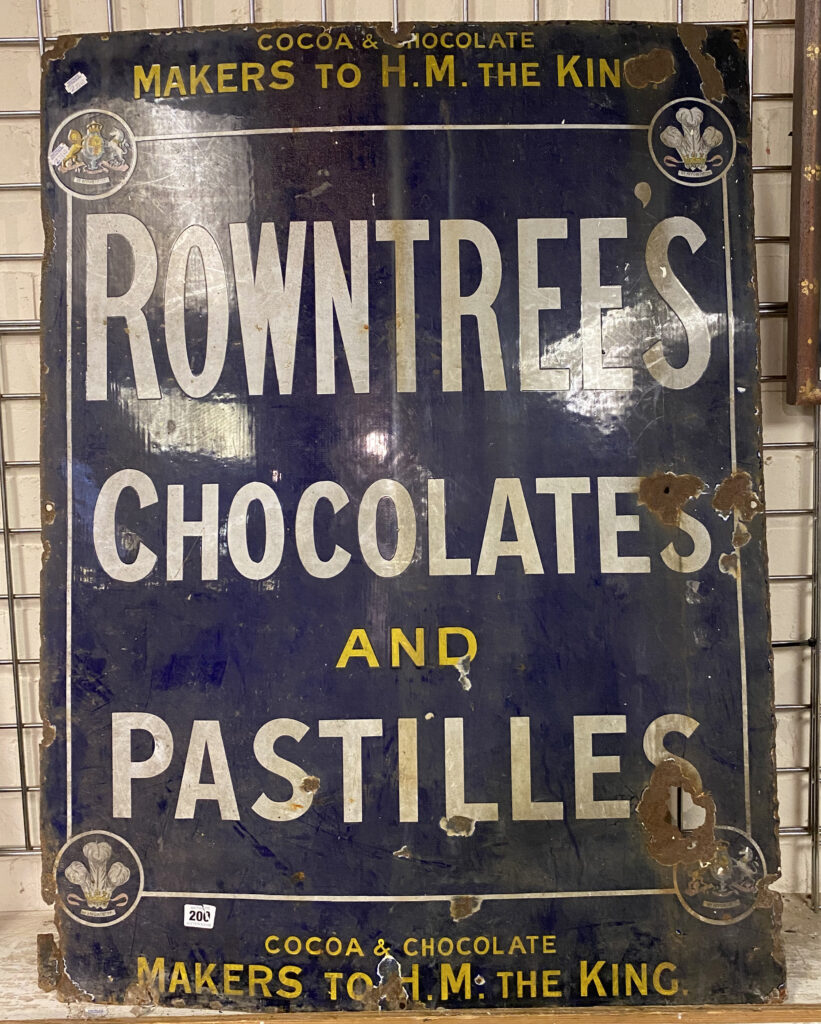 ORIGINAL ENAMEL SIGN - ROWNTREES CHOCOLATES - Southgate Auction Rooms