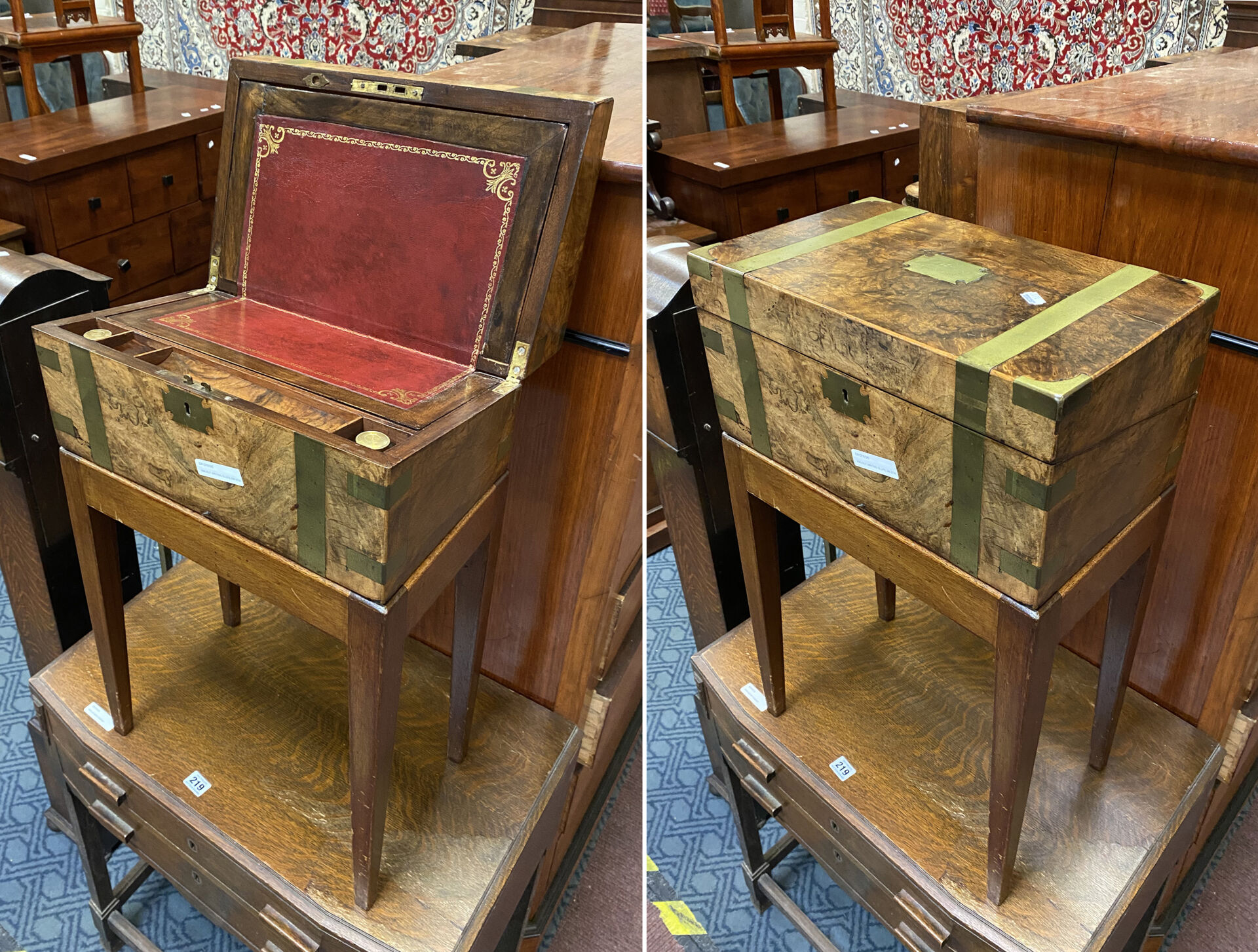 WALNUT WRITING SLOPE ON STAND - CIRCA 1888 - Southgate Auction Rooms