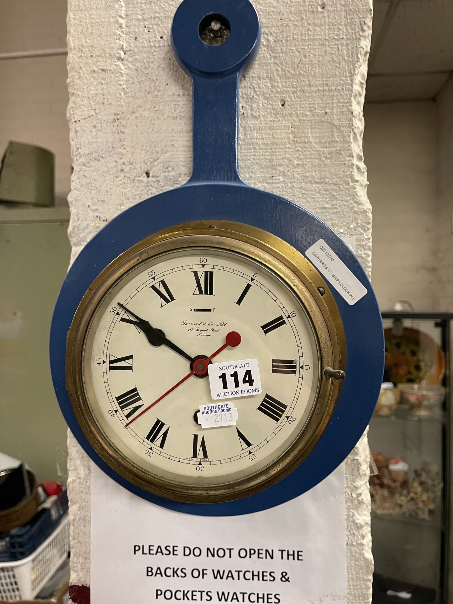 GARRARD & CO SHIPS CLOCK IN BRASS WALL HANGING - Southgate Auction Rooms