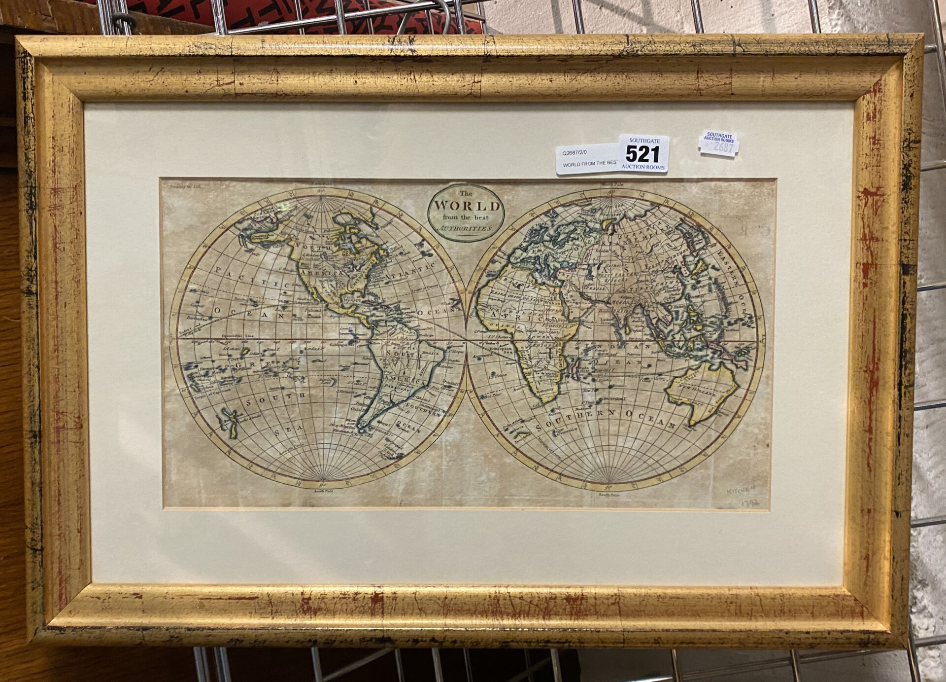 WORLD FROM THE BEST AUTHORITIES MAP KITCHEN 1792 - Southgate Auction Rooms