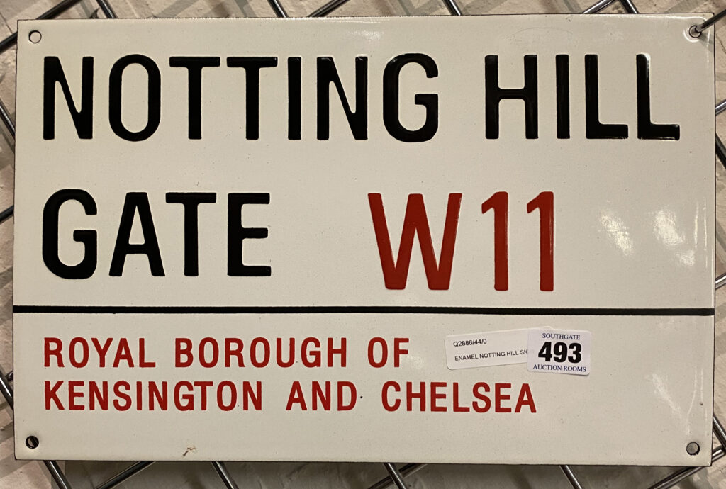 ENAMEL NOTTING HILL SIGN - Southgate Auction Rooms
