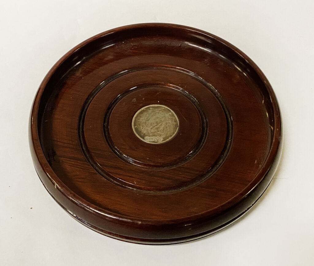 PIERS HART SILVER & WOODEN COASTER - Southgate Auction Rooms