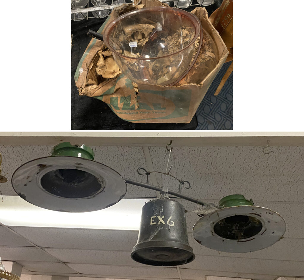 EARLY TILLY LAMP WITH GLASS SHADES - Southgate Auction Rooms