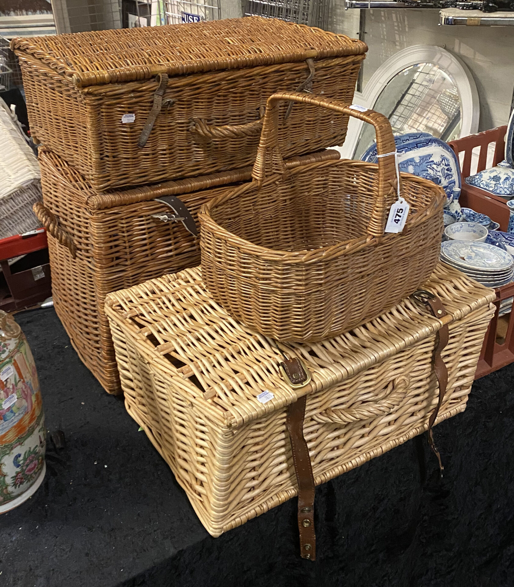 FOUR WICKER ITEMS - Southgate Auction Rooms