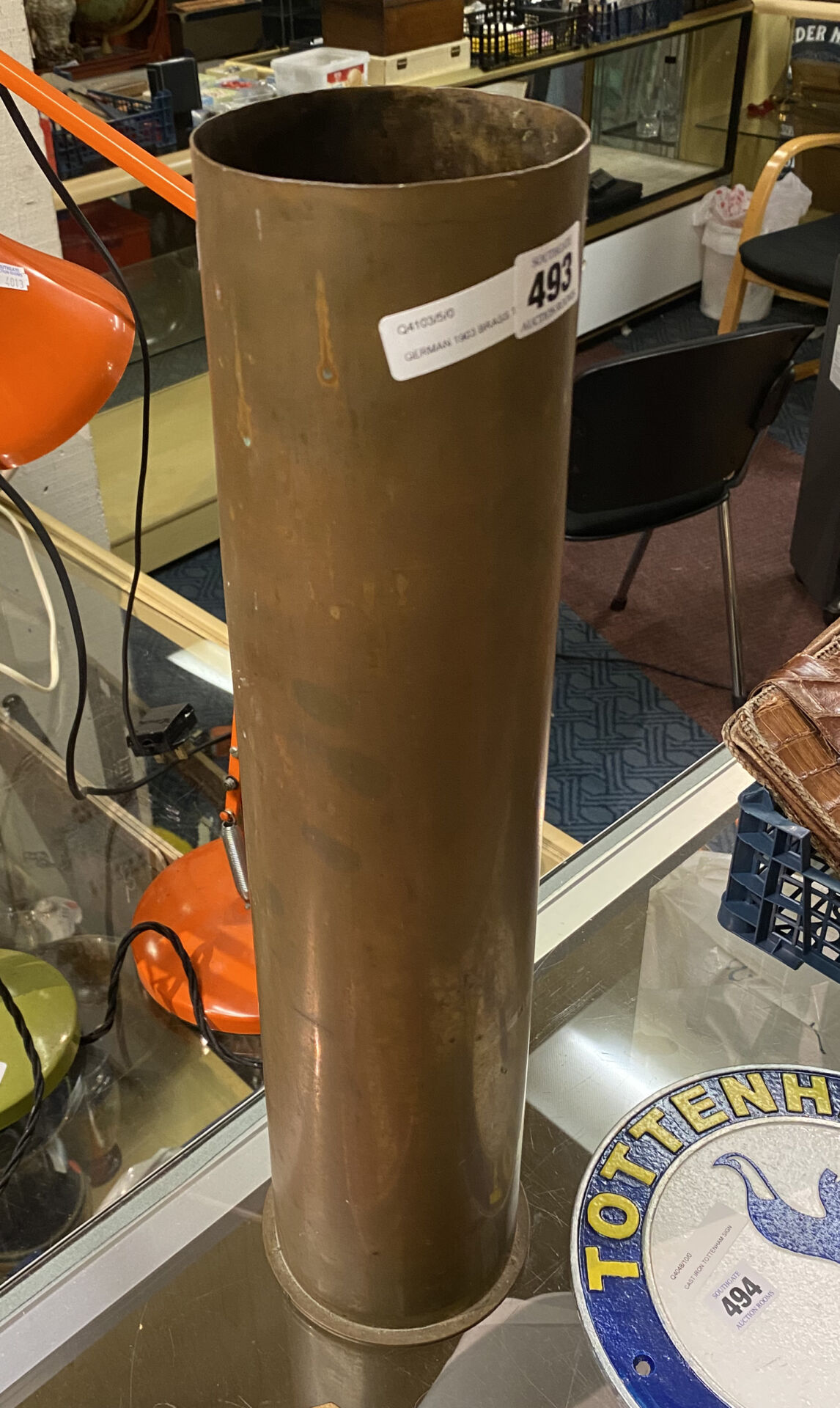 GERMAN 1903 BRASS TRENCH ART SHELL UMBRELLA/WALKING STICK STAND - 50CMS ...