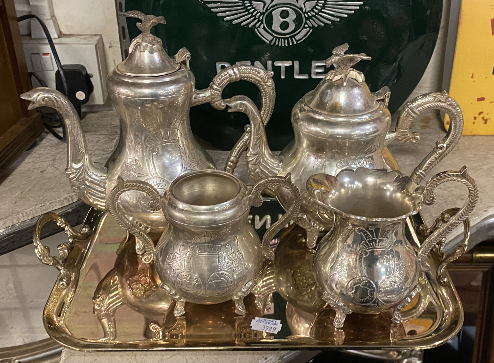 5 PIECE TEA & COFEE SET WITH TRAY - Southgate Auction Rooms