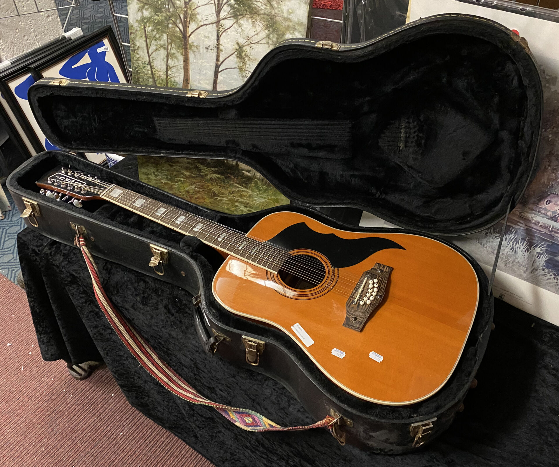 12 STRING ECHO ACOUSTIC GUITAR IN CASE - Southgate Auction Rooms