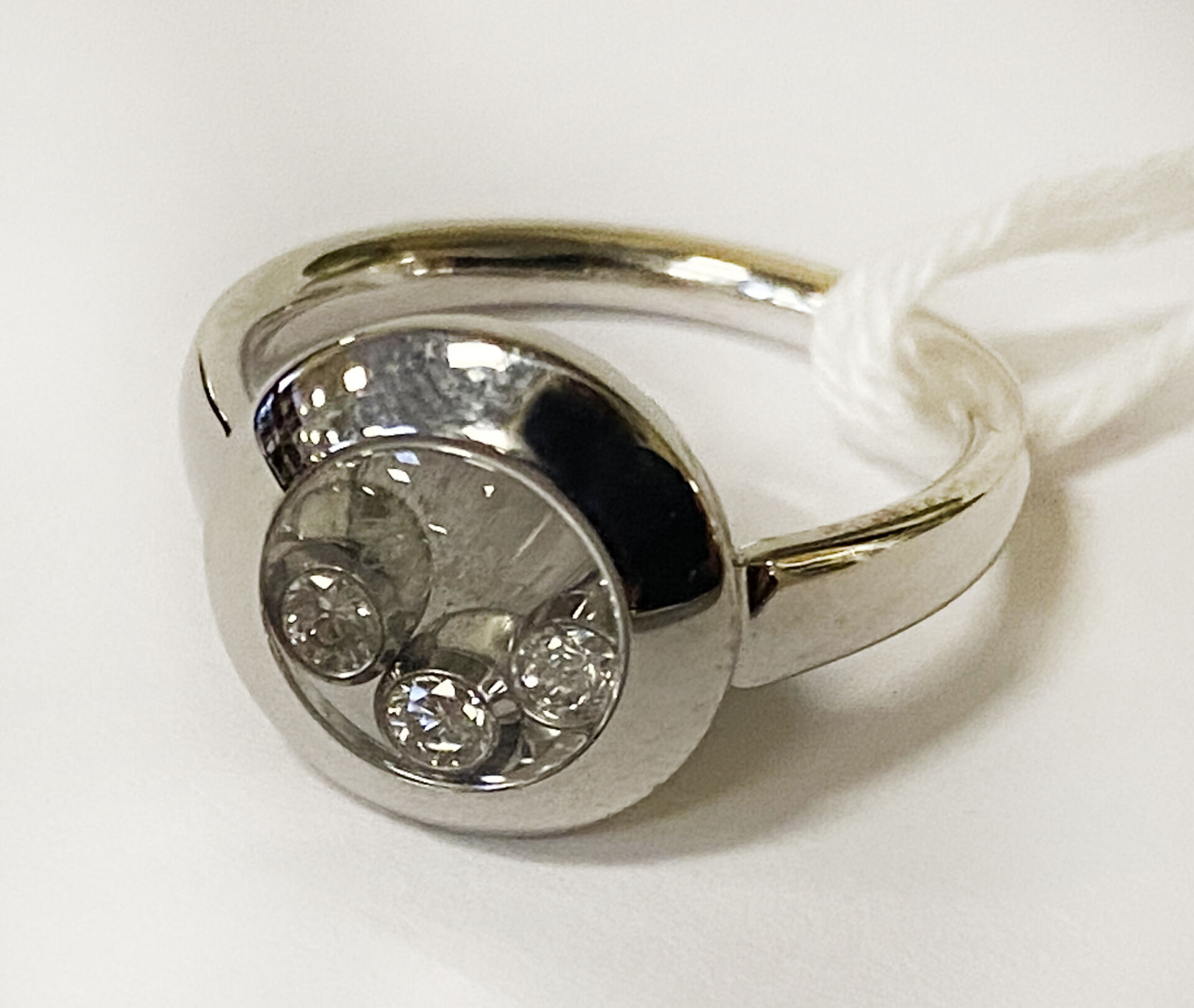 18CT WHITE GOLD CHOPARD FLOATING DIAMOND RING - SIZE L - Southgate ...