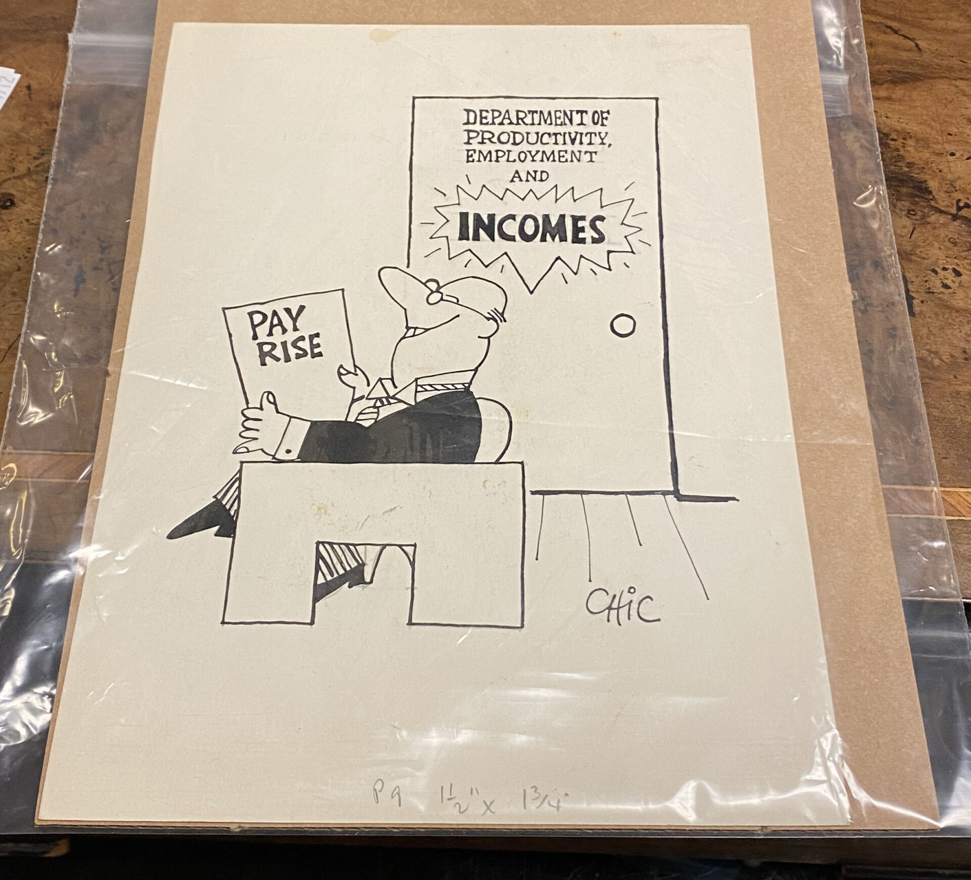 CHIC CYRIL JACOB (1926 - 2000) ORIGINAL SIGNED CARTOON ON CARD 18.5CMS ...