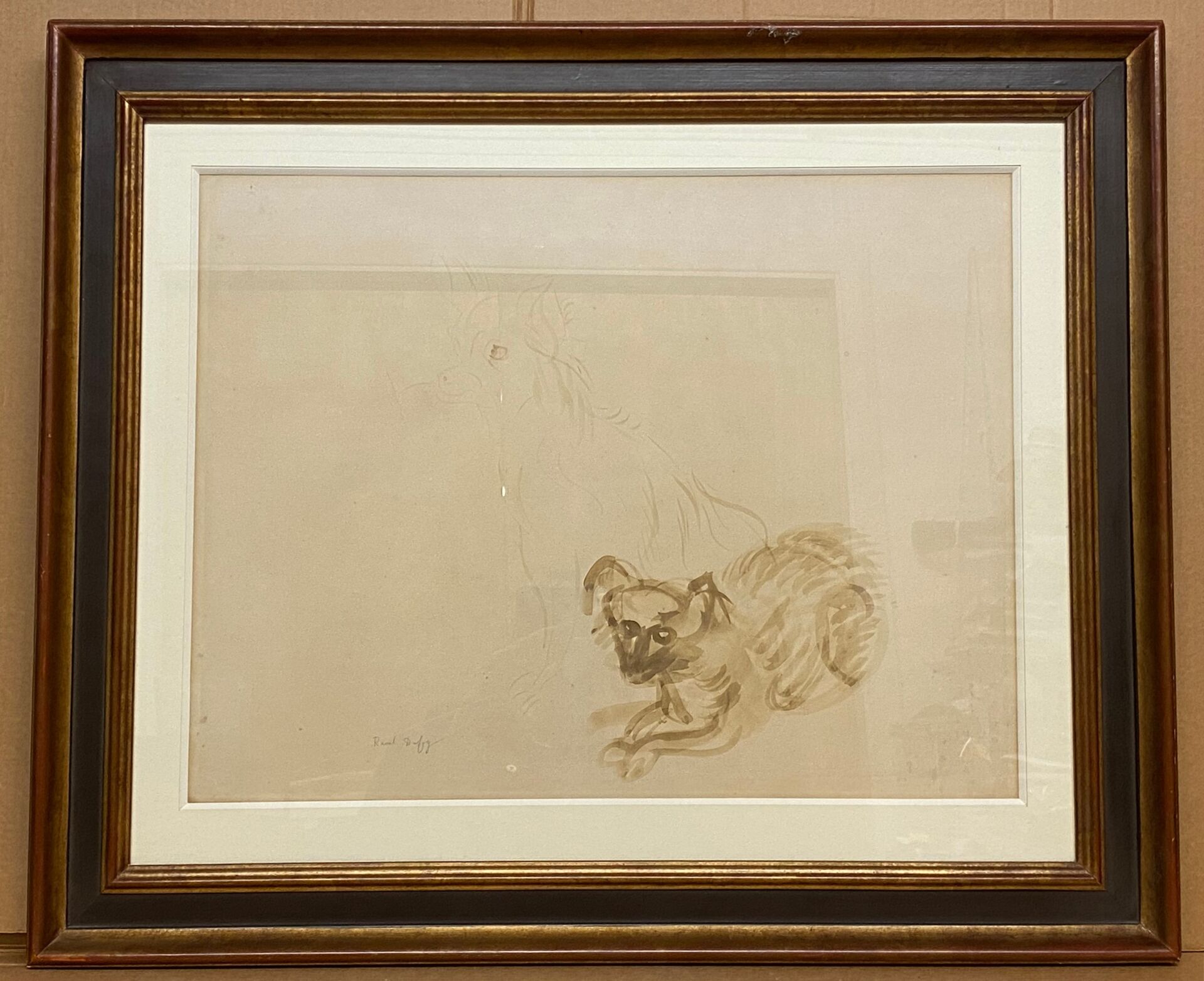 RAOUL DUFY (FRENCH 1877 -1953) WATERCOLOUR ON PAPER ''TWO DOGS'' SIGNED ...