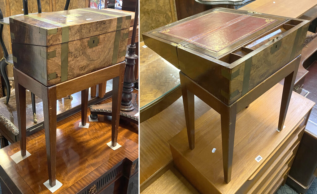 MAHOGANY WRITING SLOPE WITH STAND - Southgate Auction Rooms