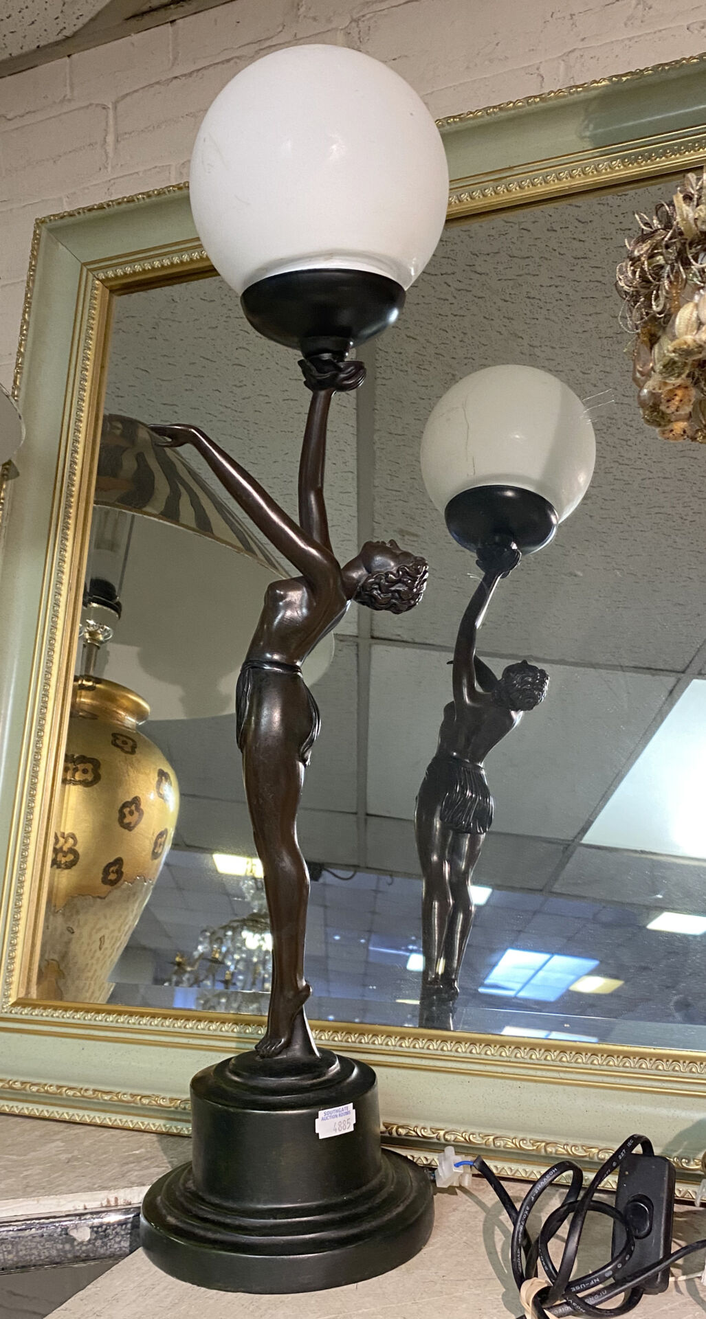 LARGE ART DECO STYLE FEMALE FIGURE TABLE LAMP - Southgate Auction Rooms