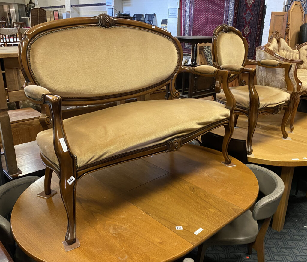 FRENCH SMALL SOFA & CHAIR - Southgate Auction Rooms