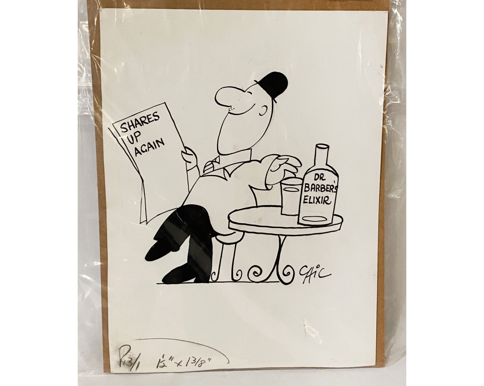 CHIC CYRIL JACOB (1926 - 2000) ORIGINAL SIGNED CARTOON CARD 20CMS X ...