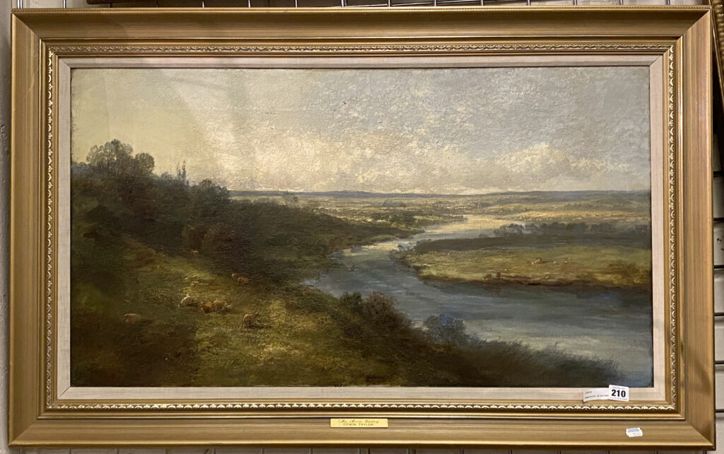 EDWIN TAYLOR - OIL ON CANVAS LANDSCAPE 49.5CMS (H) X 90CMS (W) INNER ...