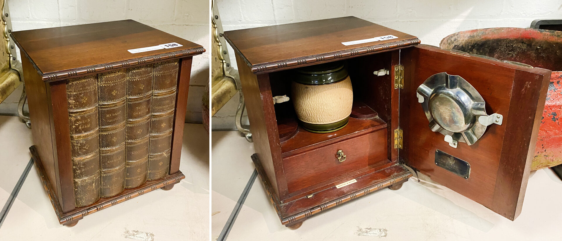 RARE MAPPIN & WEBB NOVELTY HUMIDOR , DESIGNED AS BOOKSHELF OF LEATHER ...