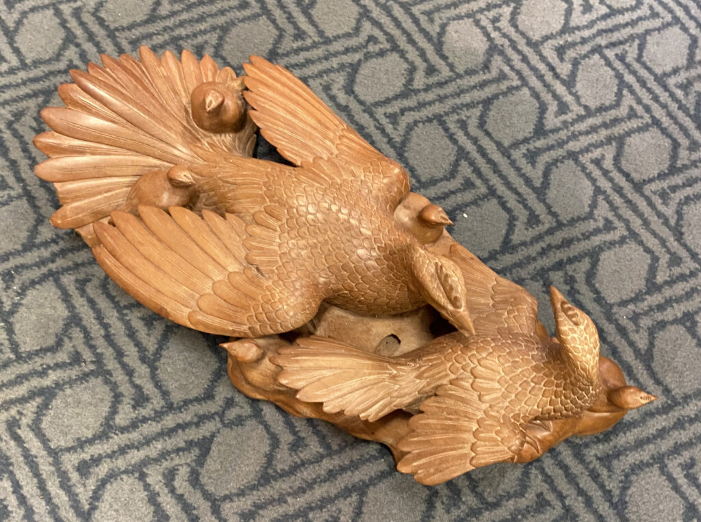 LARGE OLD CARVERD BIRD FIGURE - Southgate Auction Rooms