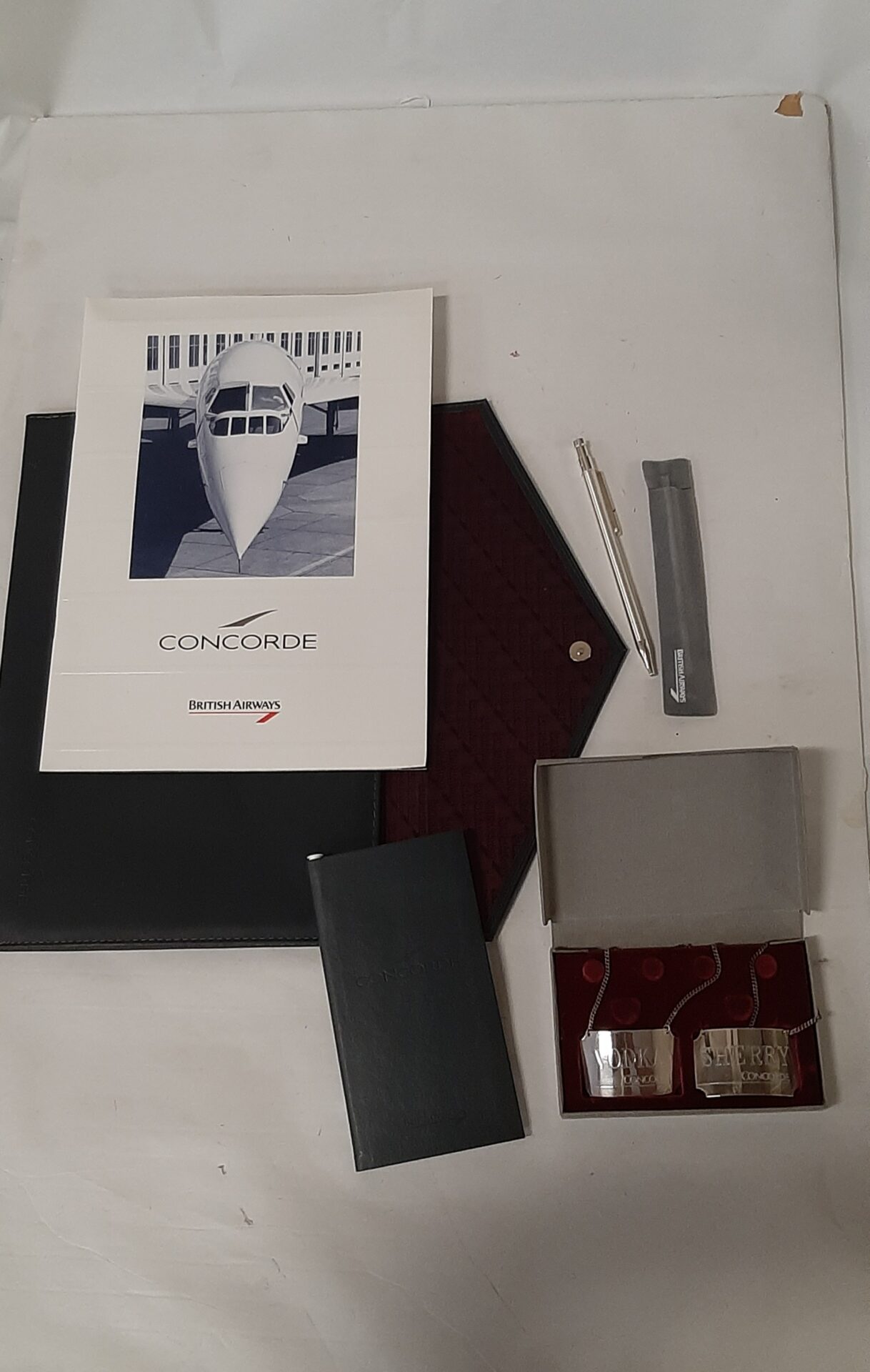 TWO HM SILVER CONCORDE WINE LABELS WITH LEATHER PACK - Southgate ...