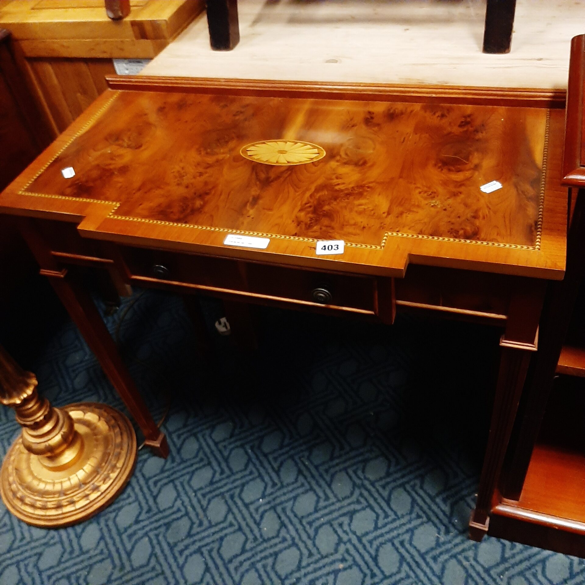 YEW INLAID HALL TABLE - Southgate Auction Rooms