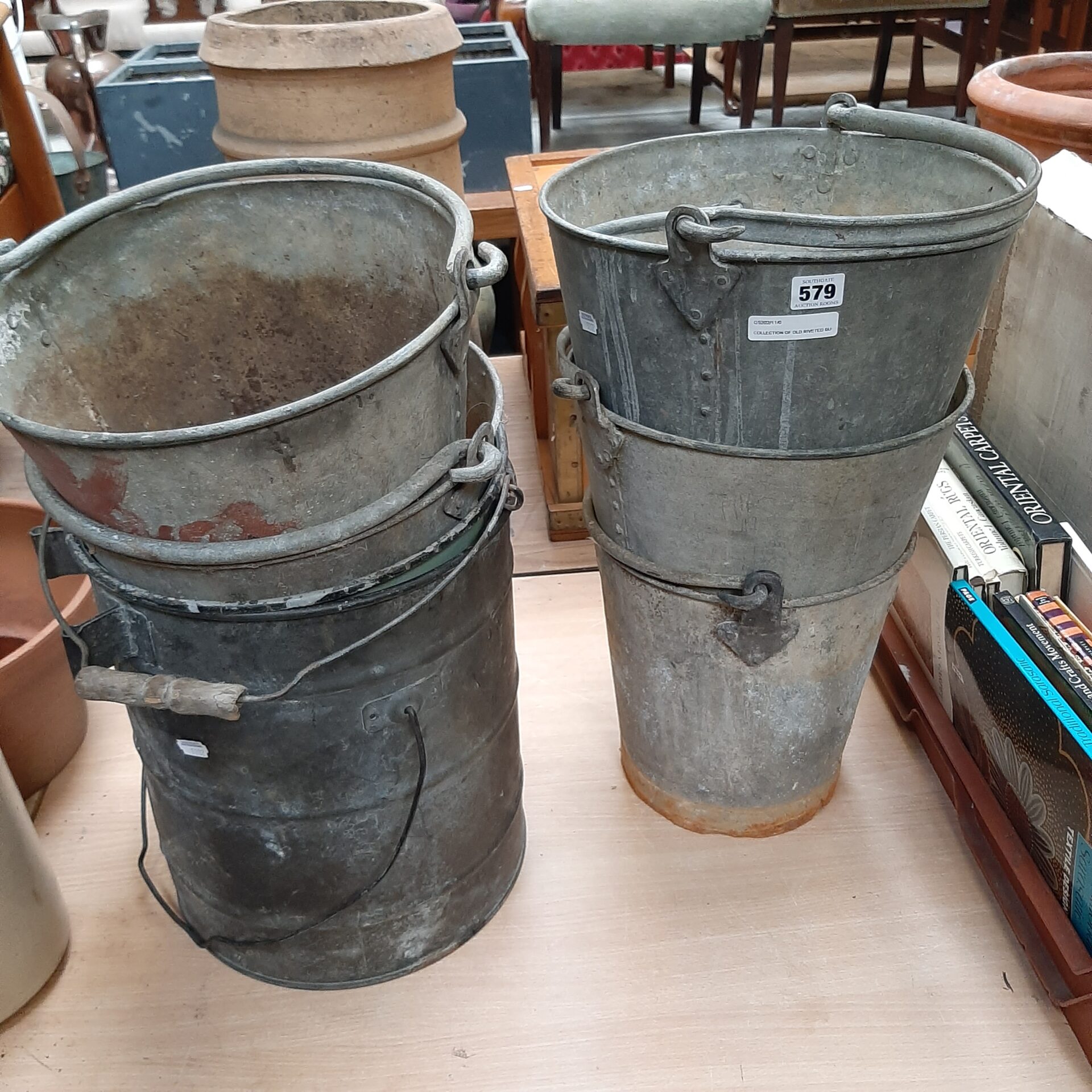 COLLECTION OF OLD RIVETED BUCKETS - Southgate Auction Rooms