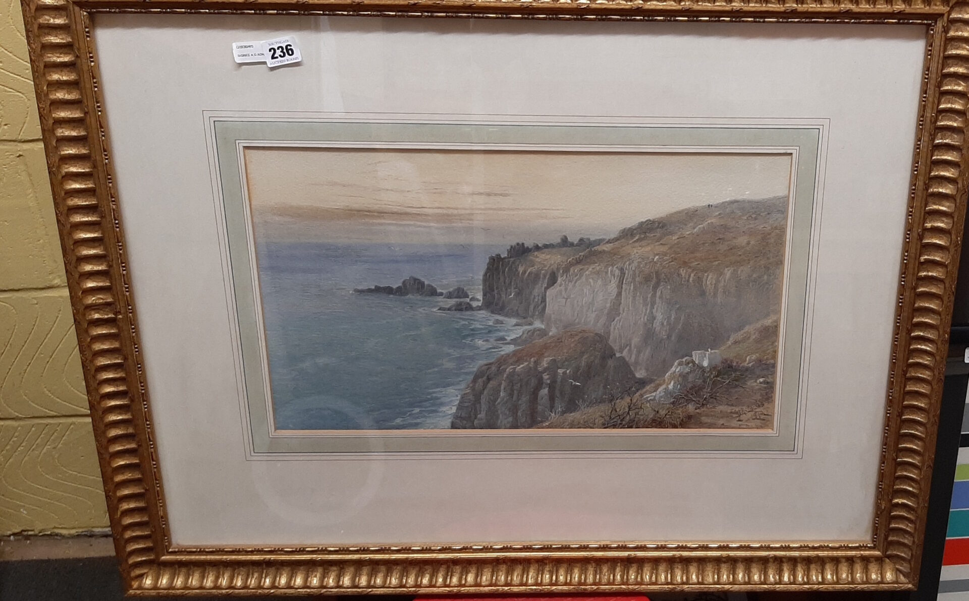 SIGNED A.G ADAMS WATERCOLOUR OF THE NEEDLES - 50CM X 35CM INNER FRAME ...