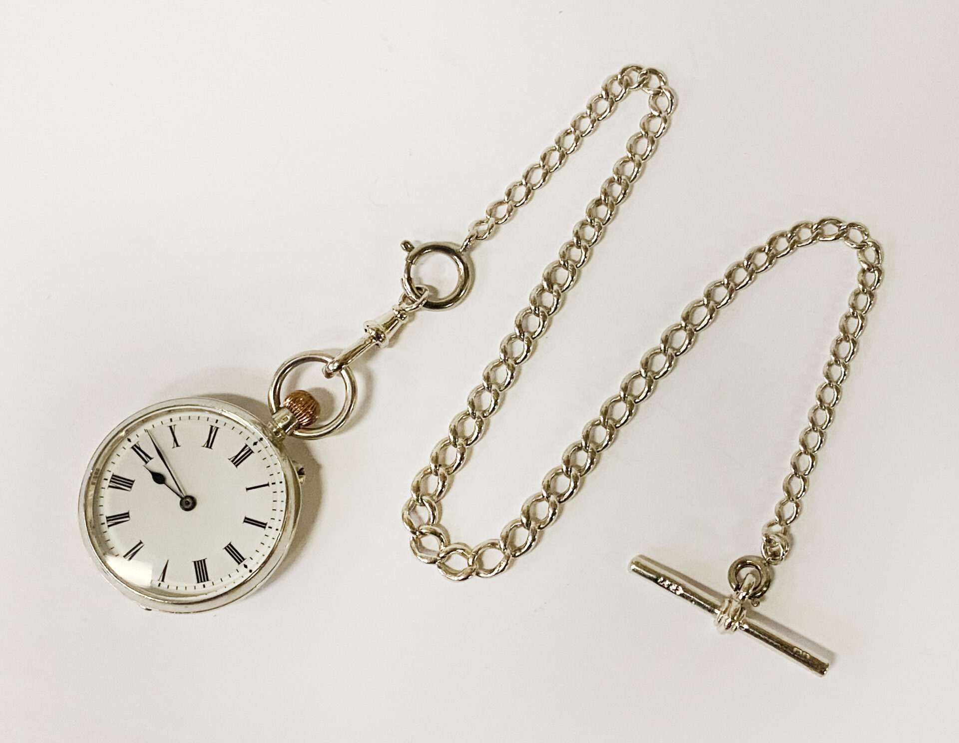 SILVER MINIATURE POCKET WATCH 935 GRADE EXAMINED BY BENSON WITH ALBERT ...