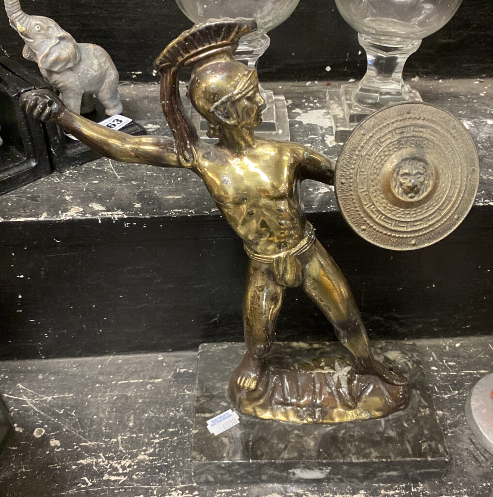 GILT CAST METAL GLADIATOR FIGURE - Southgate Auction Rooms