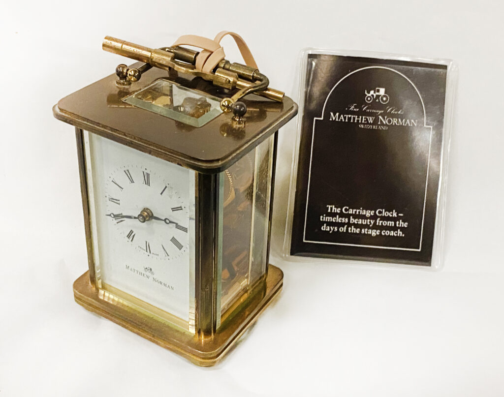 BRASS MANTLE CLOCK - MATTHEW NORMAN - 11.5 CMS (H) APPROX - Southgate ...