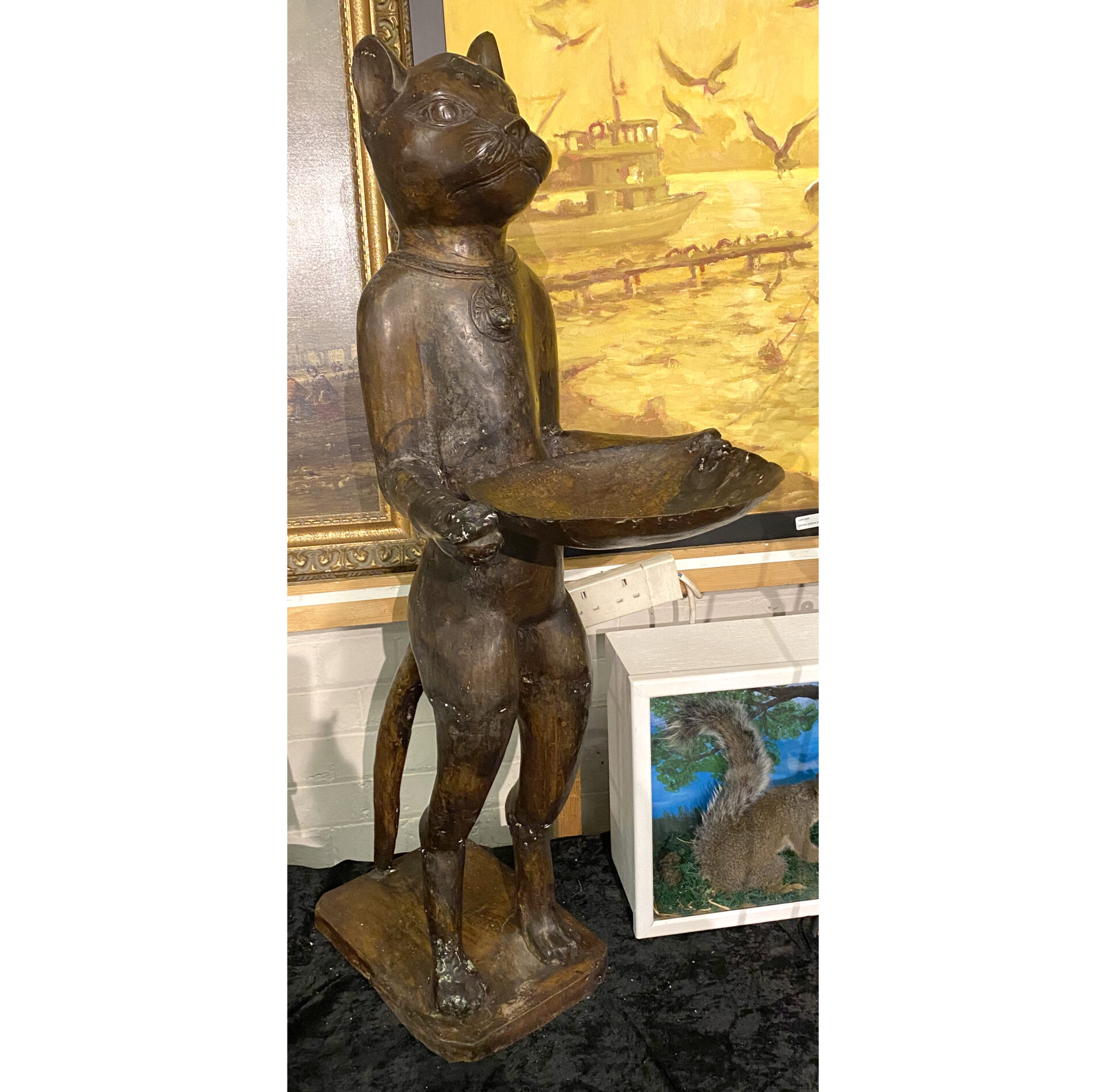 BRONZE BUTLER CAT IN THE STYLE OF DIEGO GIACOMETTI - 97CMS (H) APPROX ...