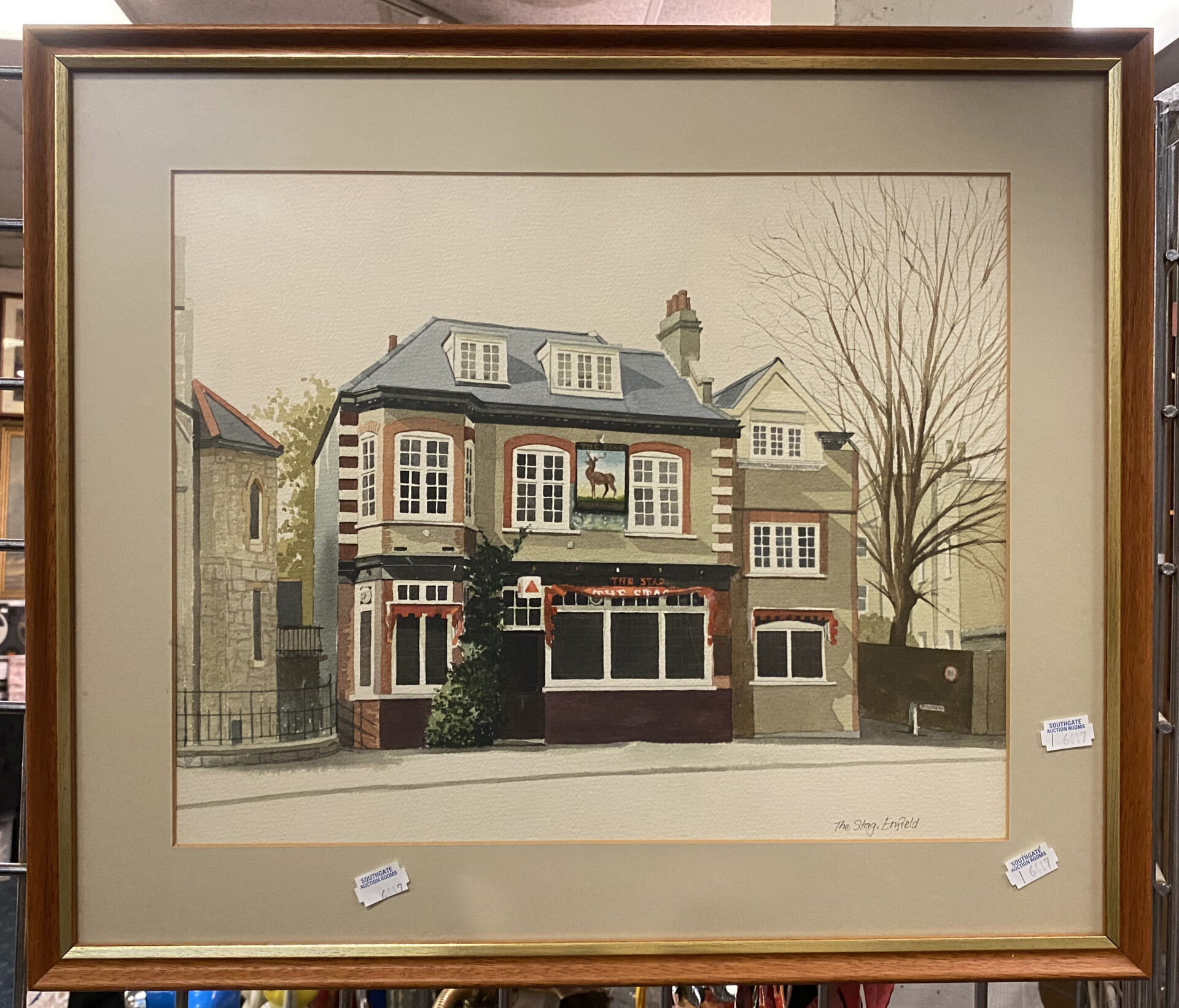 THE STAG PUB ENFIELD - LOCAL INTEREST WATERCOLOUR - FRAMED - Southgate ...