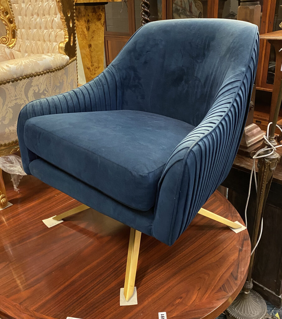 SWIVEL CHAIR (BLUE) WEST ELM - Southgate Auction Rooms