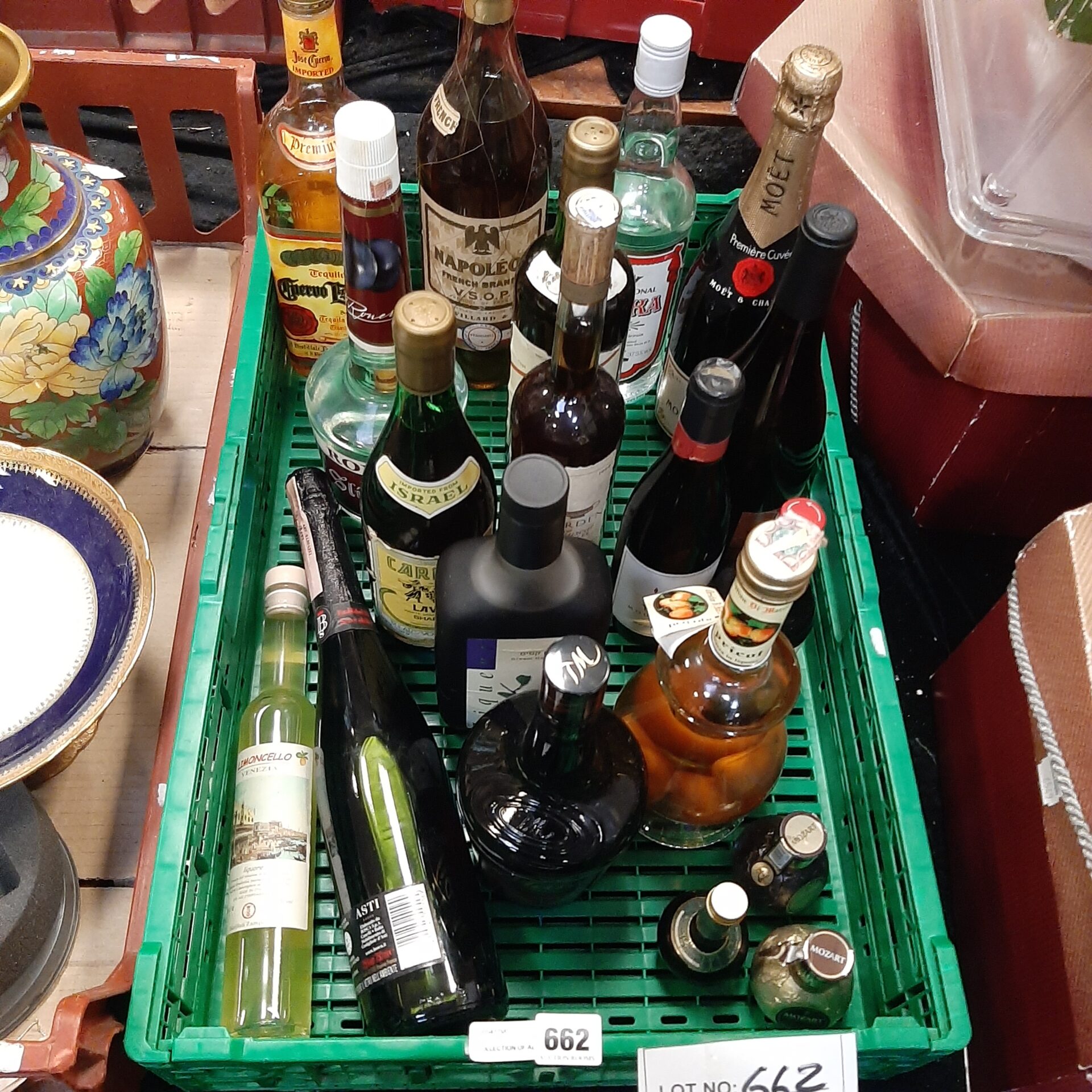 COLLECTION OF ALCOHOL TO INCLUDE MOET & CHANDON, NAPOLEON BRANDY ETC ...