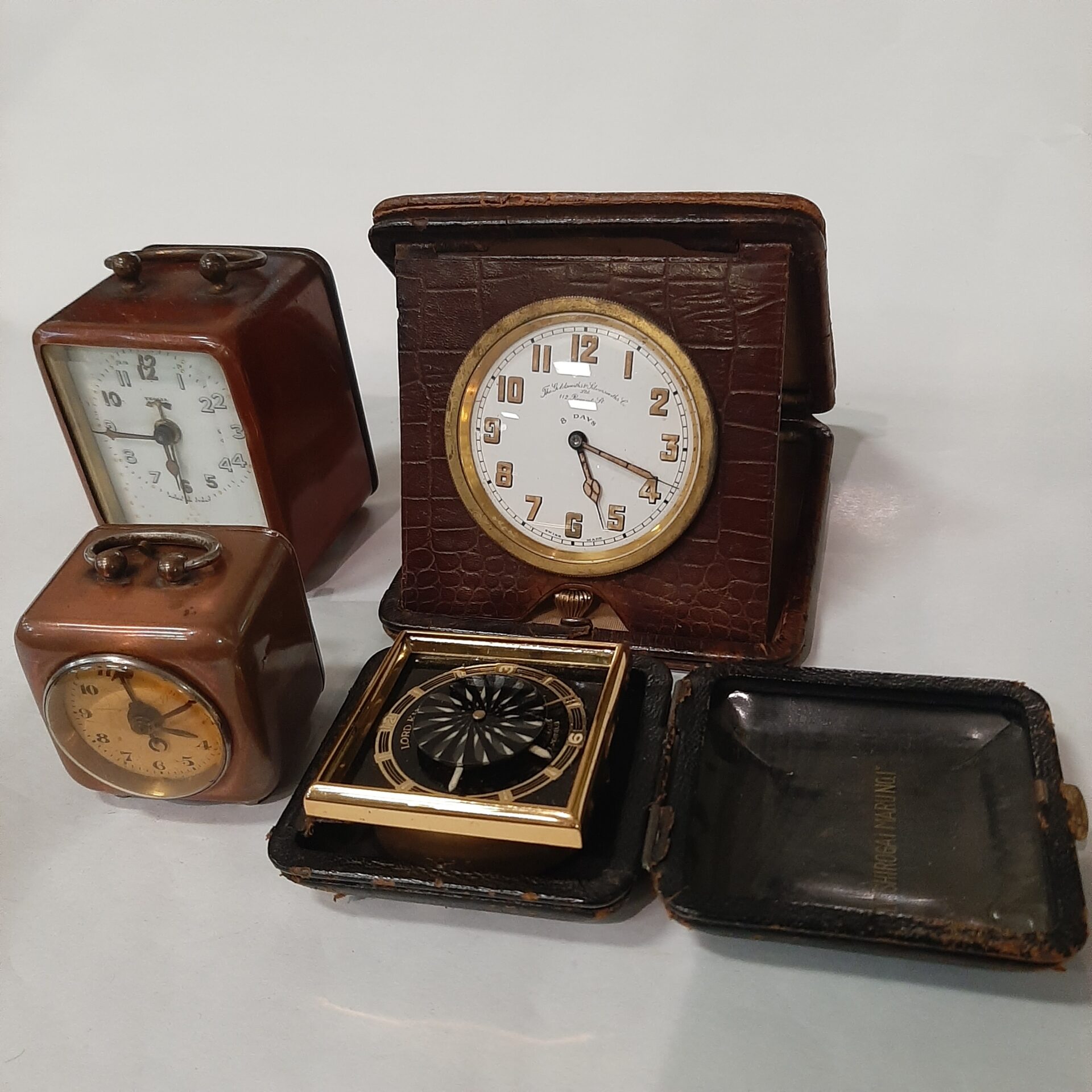 COLLECTION OF TRAVEL CLOCKS TO INCLUDE THE GOLDSMITHS & SILVERSMITHS ...