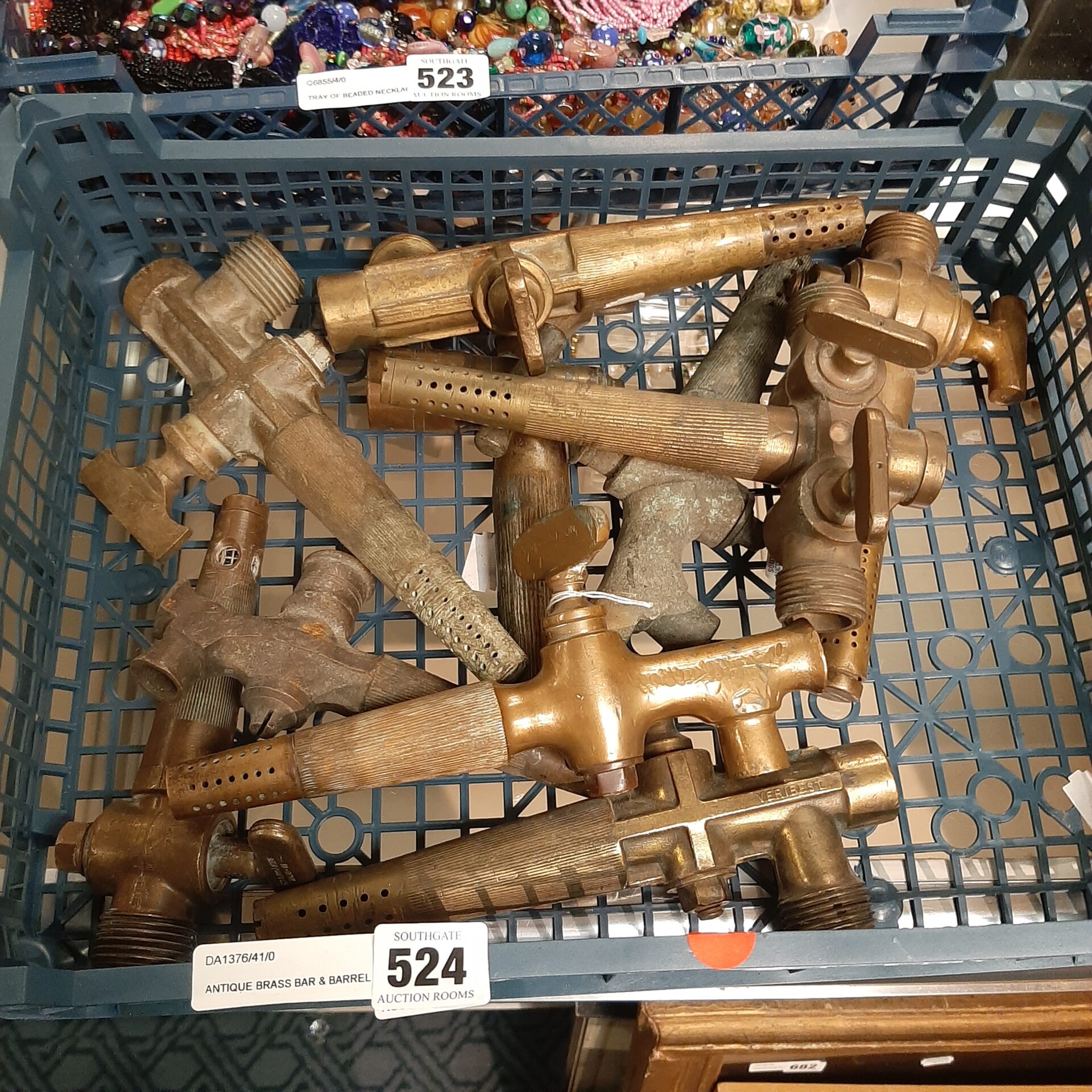 ANTIQUE BRASS BAR & BARREL TAPS - Southgate Auction Rooms