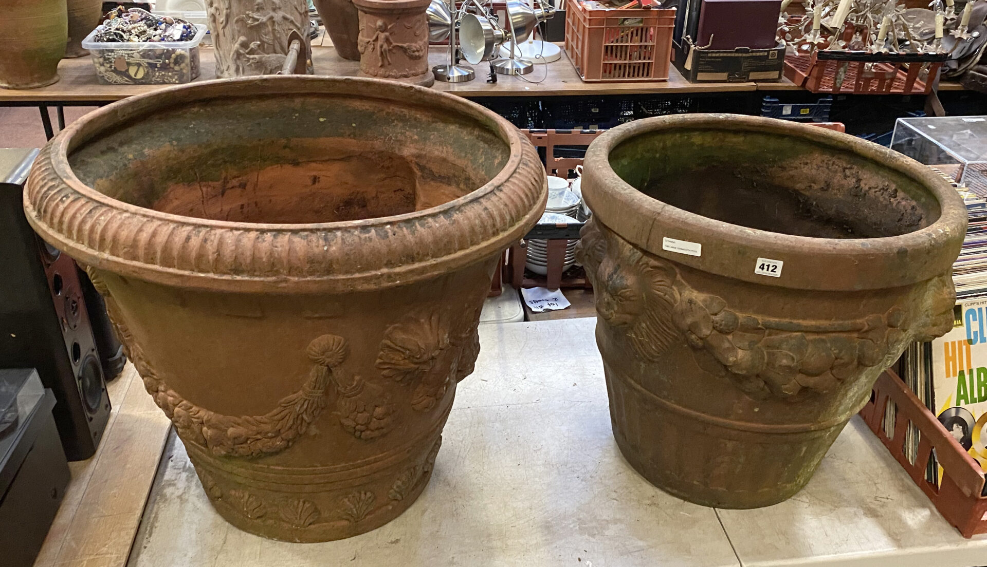 TWO LARGE TERRACOTTA POTS - Southgate Auction Rooms