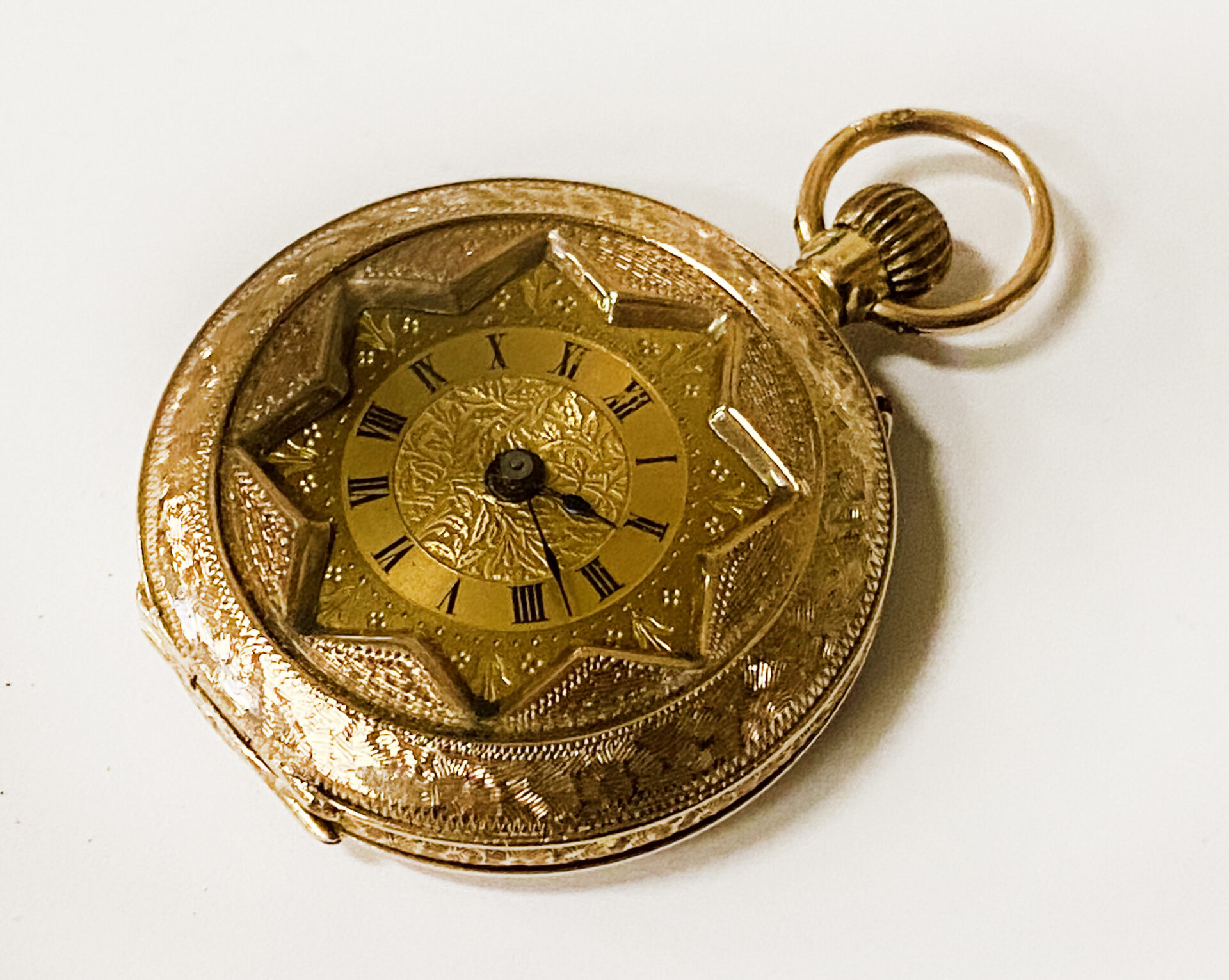 12 CARAT GOLD MINIATURE POCKET WATCH 24 GRAMS APPROX A/F (TICKING ...