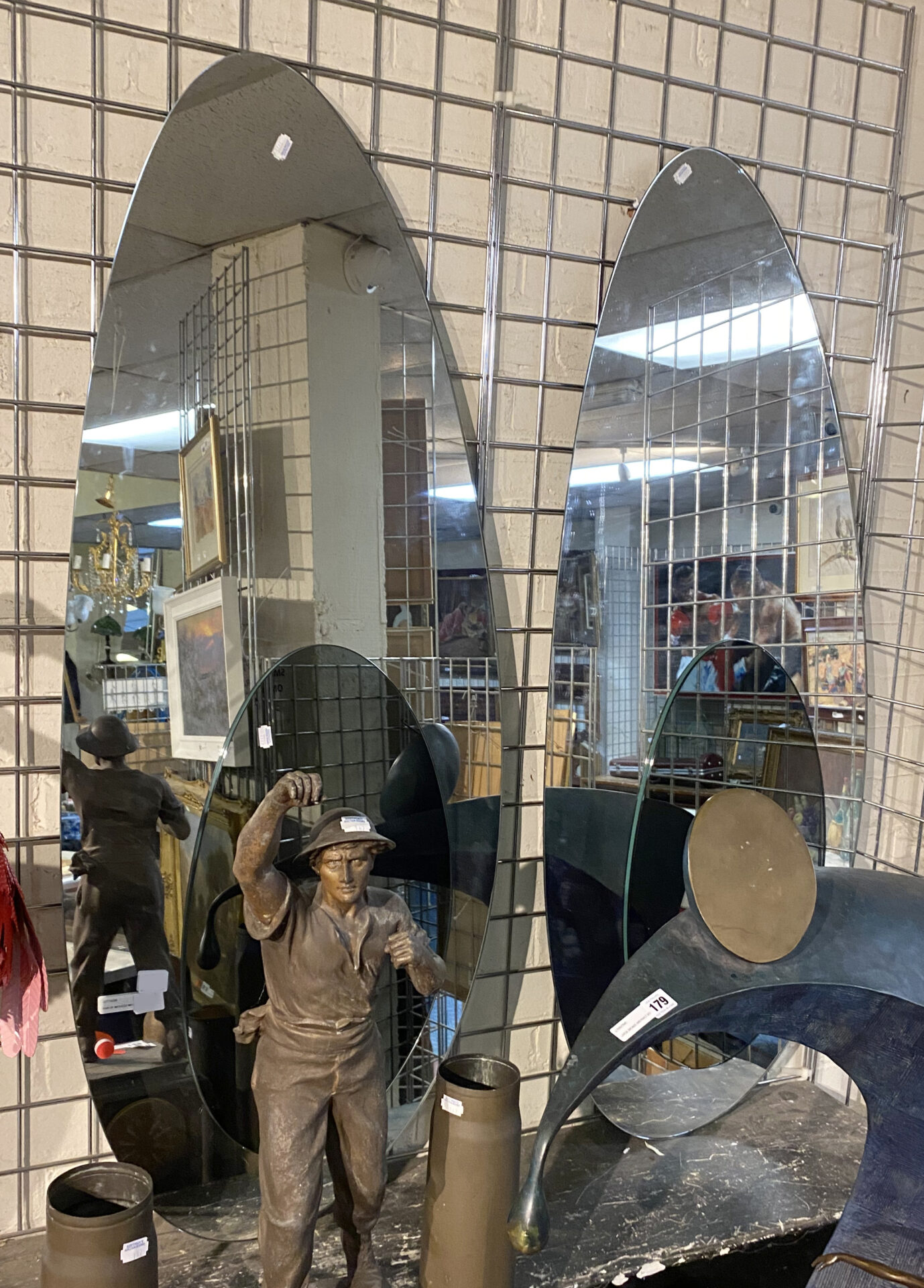 PAIR OF NATUZZI MIRRORS - 130 CMS (H) APPROX - Southgate Auction Rooms