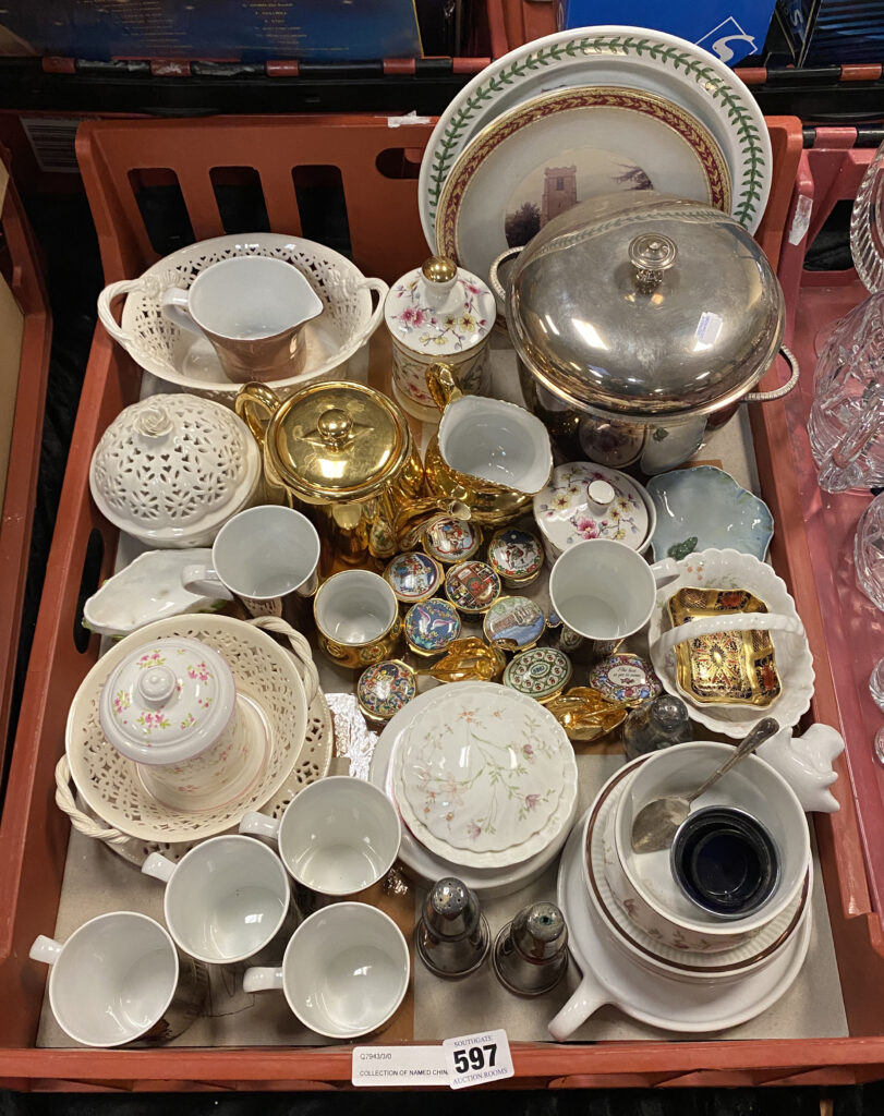 COLLECTION OF NAMED CHINA WITH SOME SILVER PLATE - Southgate Auction Rooms