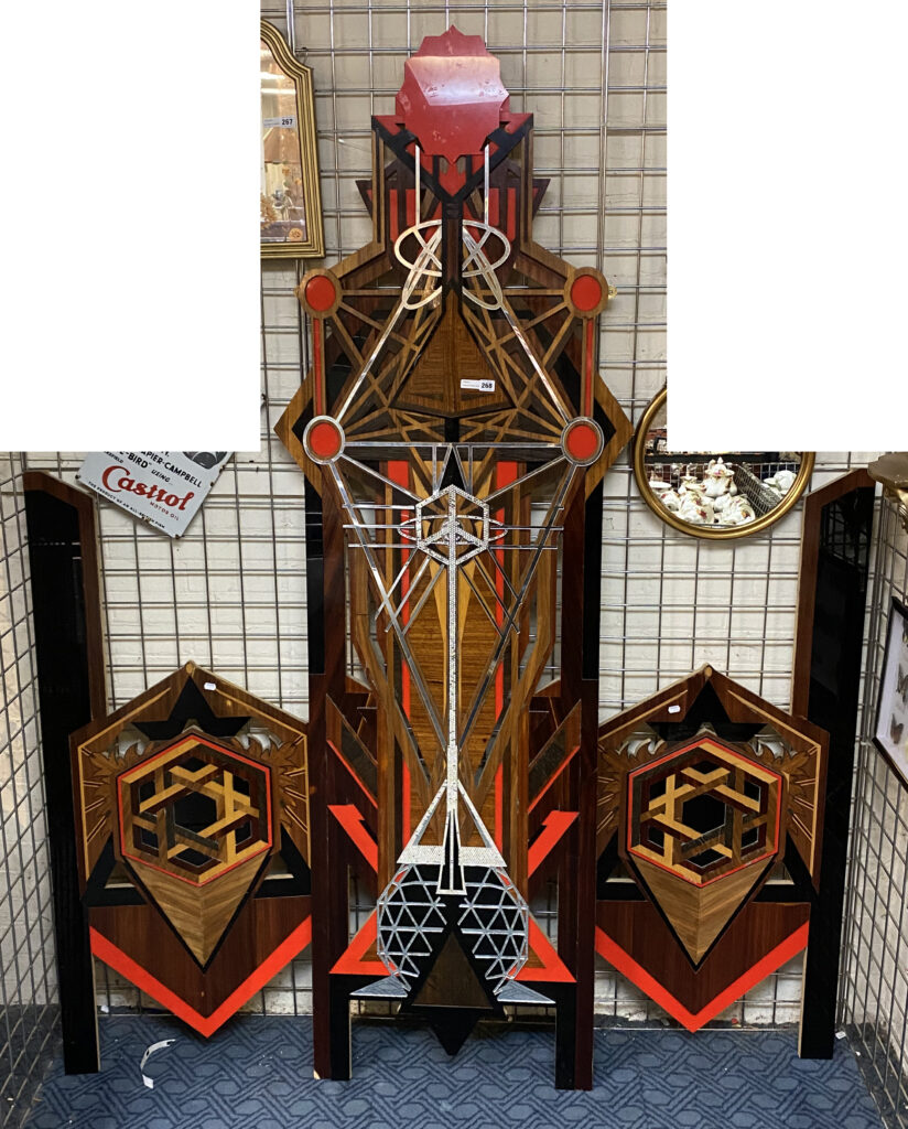 THREE SECTIONED DECO STYLE WALL ART 226CMS (H) HEIGHT OF THE LARGEST ...