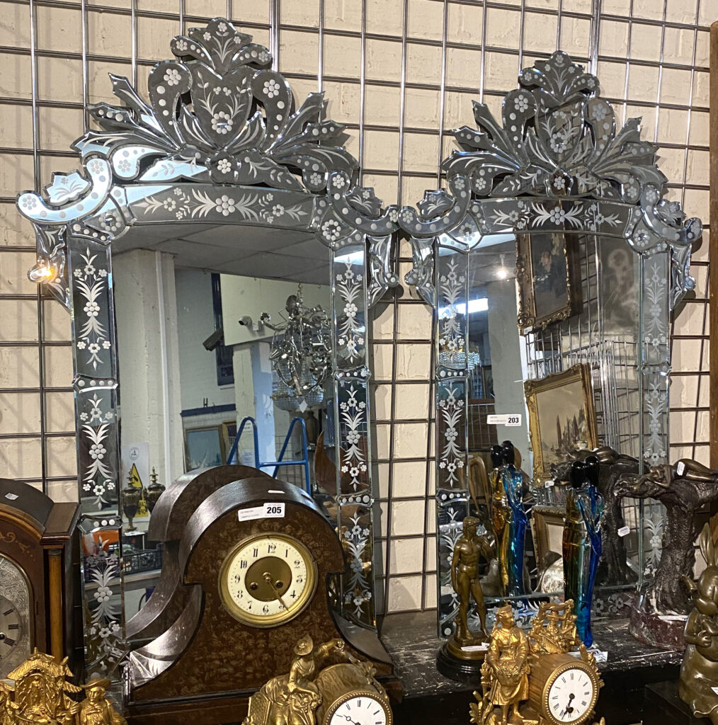 PAIR OF VENETIAN STYLE WALL MIRRORS 107CMS (H) 64CMS (W) APPROX ...